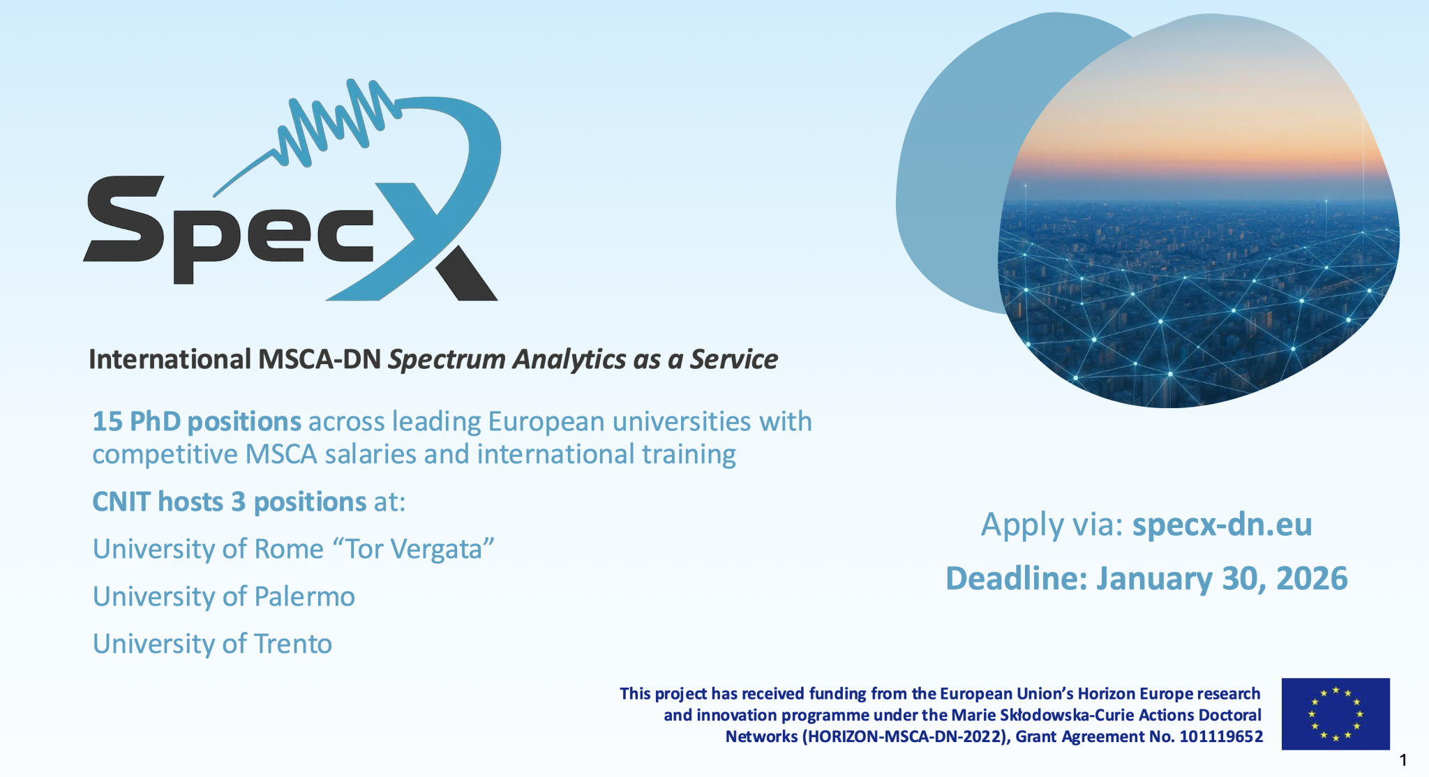 SpecX – MSCA Doctoral Network: 3 PhD positions available at CNIT – CNIT – National Inter ...
